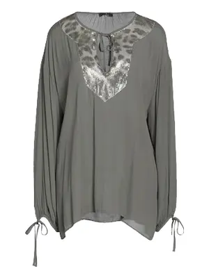 MASON'S MASON'S Leopard-Print Sequined Blouse Sage Green