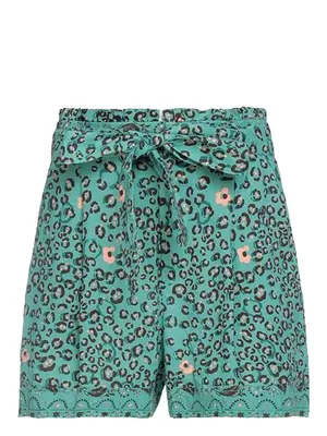 Poupette St Barth POUPETTE ST BARTH Leopard-Print High-Waisted Shorts Green