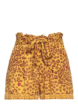 Poupette St Barth POUPETTE ST BARTH Leopard-Print High-Waisted Shorts Ocher