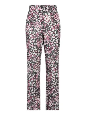 SOALLURE Floral Flared Linen Pants Black