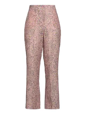 SOALLURE Floral Flared Linen Pants Pink