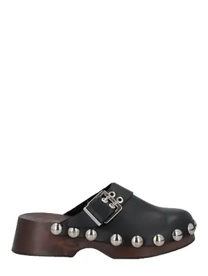 GANNI Leather Clogs Black