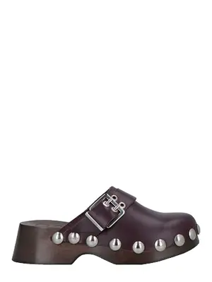 GANNI Leather Clogs Burgundy