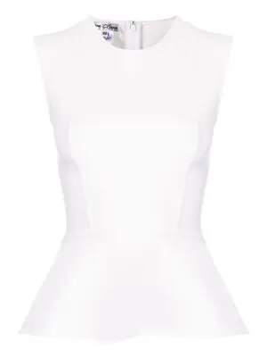 HERVE L. LEROUX Sleeveless Peplum-hem Top - White