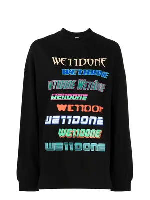 We11Done Multi-logo Cotton Sweatshirt - Black