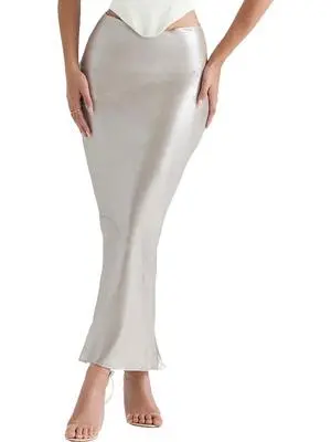 House Of Cb Colette Satin Skirt Champagne