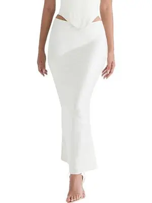 House Of Cb Colette Satin Skirt Ivory