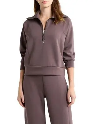 Spanx Airessentials Half Zip Sweatshirt - Dark Cacao
