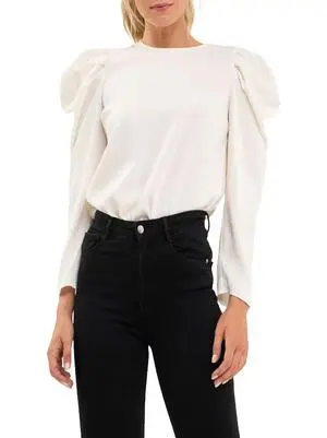 English Factory English Factory Puff Shoulder Top White