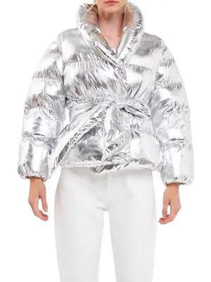 Endless Rose Endless Rose Belted Puffer Jacket Metallic