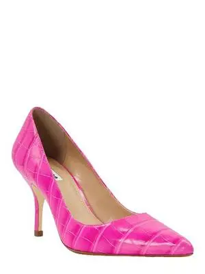 Dune London Croc Embossed Pointed Toe Pump - Medium Pink
