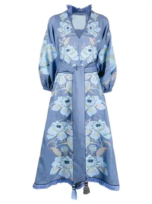 YULIYA MAGDYCH Yuliya Magdych Floral-Jacquard Linen Midi Dress