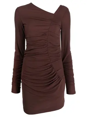 Helmut Lang Draped Asymmetric Dress - Brown