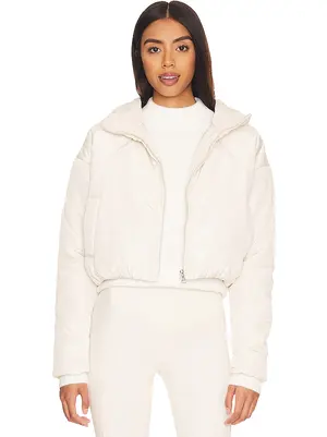 Superdown Rania Cropped Puffer Jacket Bone