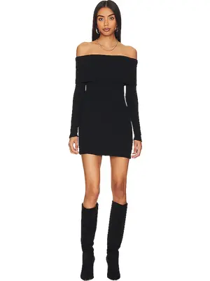 Enza Costa Off-shoulder Sweater Mini Dress - Black