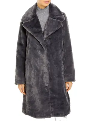 Aqua Aqua Faux-fur Coat With Wide Lapels Graphite
