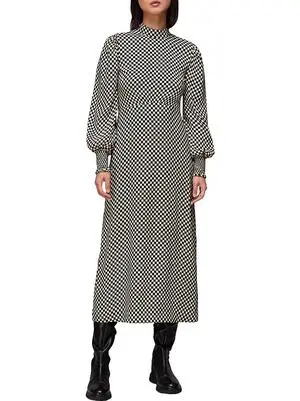 Whistles Darcie Checkerboard Midi Dress - Black/multi