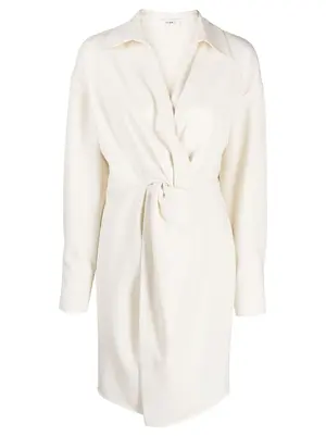 Goen.j V-neck Shirt Dress - Neutrals