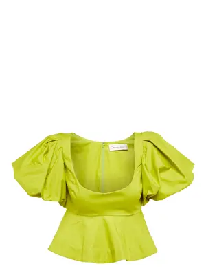 Oscar De La Renta Peplum Crop Top - Green