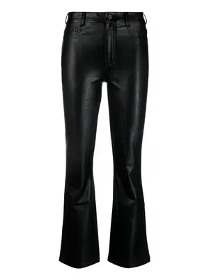 Paige Flared Faux-leather Trousers - Black