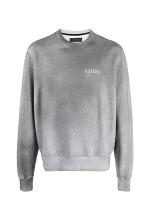 Amiri Faded-effect Logo-print Sweatshirt - Grey