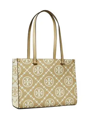 Tory Burch T Monogram Embossed Small Tote - Beige