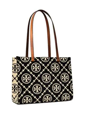 Tory Burch T Monogram Embossed Small Tote - Black/white