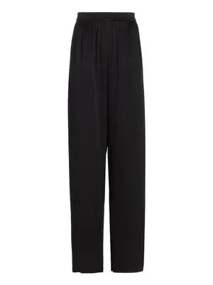 Giorgio Armani Pull-on Silk Trousers - Black
