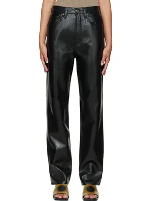 AGOLDE AGOLDE Black Recycled Leather 90s Pinch Waist Trousers Detox