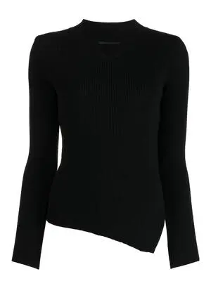 J KOO Ribbed Knit Cut-Out Sweater
