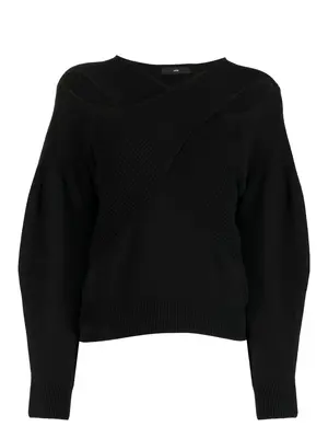 J KOO J Koo Crossover-Neck Ribbed-Knit Jumper