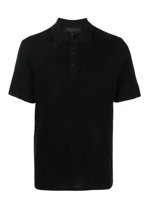 Rag & Bone Short-sleeve Knitted Polo Shirt - Black