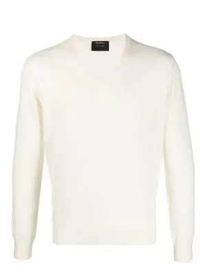 DELL'OGLIO V-Neck Fine-Knit Jumper