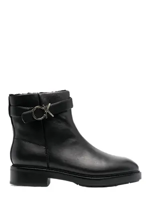 Calvin Klein Buckle Ankle Boots - Black