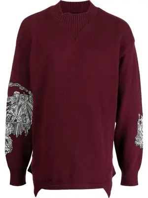 SONGZIO Embroidered Crew-neck Jumper - Purple