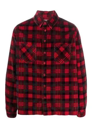 ERL Long-sleeve Corduroy Checked Shirt - Red