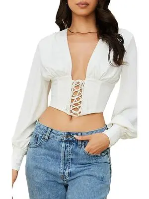 House Of Cb Lace-Up Corset White