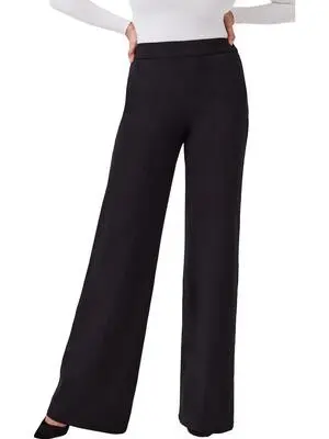 Spanx Perfect Fit Ponte Wide Leg Trousers - Classic Black