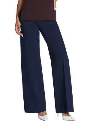 Spanx Perfect Fit Ponte Wide Leg Trousers - Timeless Navy