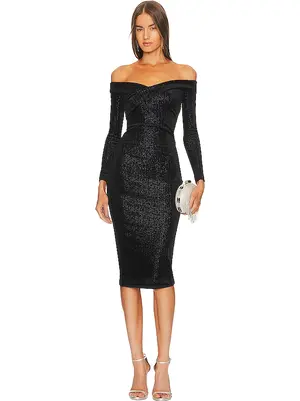 MICHAEL COSTELLO X Hana Midi Dress - Black