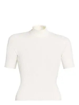 COURREGES Courreges Mock-Neck Rib Pullover Ltblue