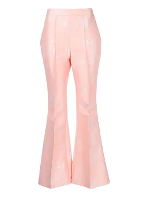 MACGRAW Stereotype Jacquard Flared Trousers - Pink