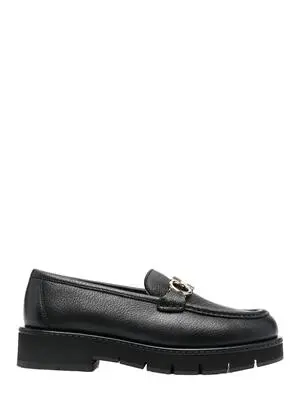 FERRAGAMO Buckle-detail Leather Loafers - Black