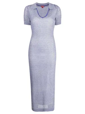 Staud Oceane Lined Mesh Midi Dress - Blue