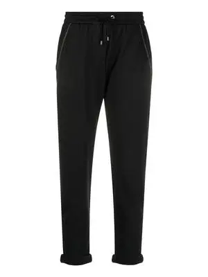 Brunello Cucinelli Monili-embellished Cropped Track Pants - Black