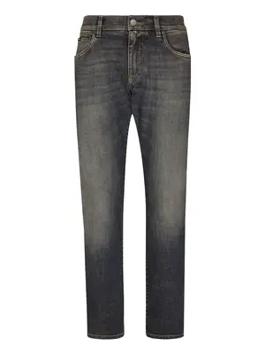 Dolce & Gabbana Logo-appliqué Slim-cut Jeans - Blue