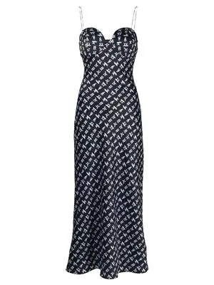 Natasha Zinko Yoga Bunny-print Slip Dress - Black