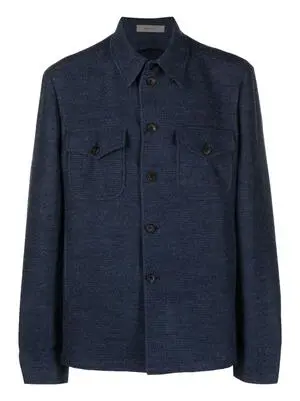 Corneliani Jersey-knit Long-sleeve Shirt - Blue