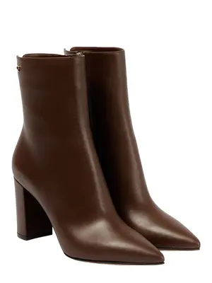 GIANVITO ROSSI Piper 85 Leather Ankle Boots - Brown