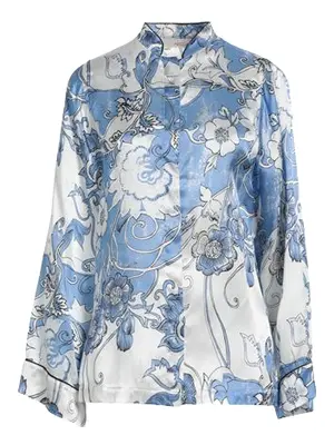 JUCCA JUCCA Floral-Print Satin Shirt Blue